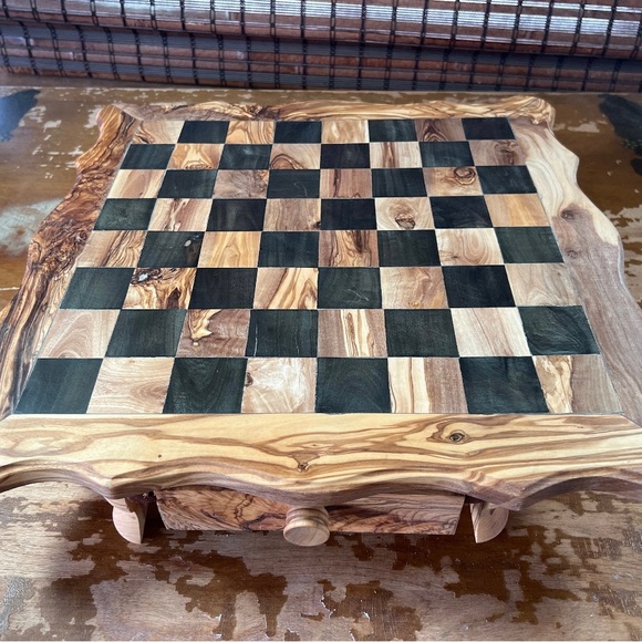 Games | New Rustic Handmade Rustic Olive Wood Chess Set 16 Board With ...